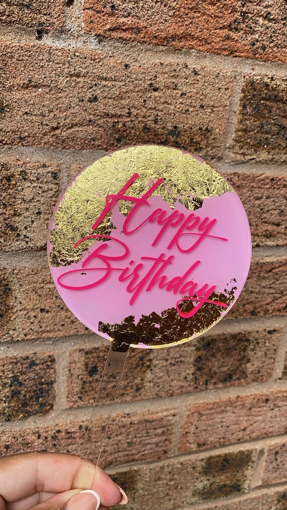 Acrylic Gold Leaf Cake Topper Luxury Cake Decoration | Etsy