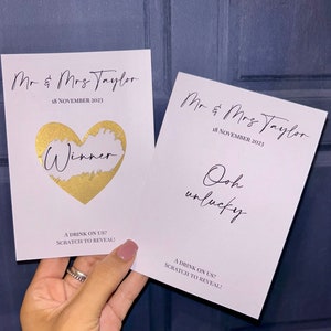 Personalised Wedding Scratch Card, Wedding Favour Cards, Custom Scratch ...