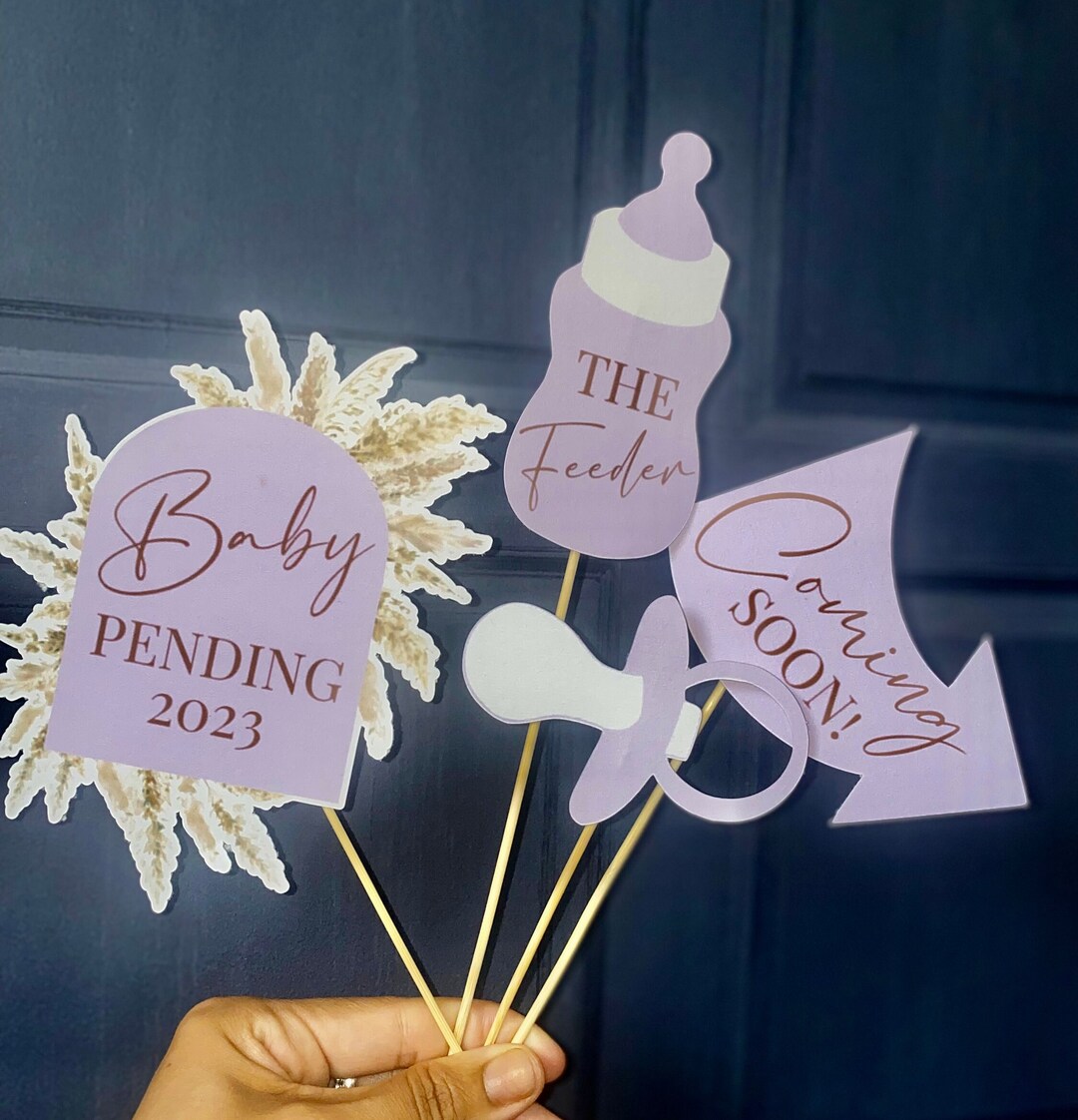 Baby Shower Photo Booth Props, Lilac Pampas Bobo Style, Baby Shower ...