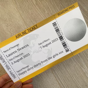 Boarding Pass Scratch to Reveal, Scratch Card Gift, Personalised ...