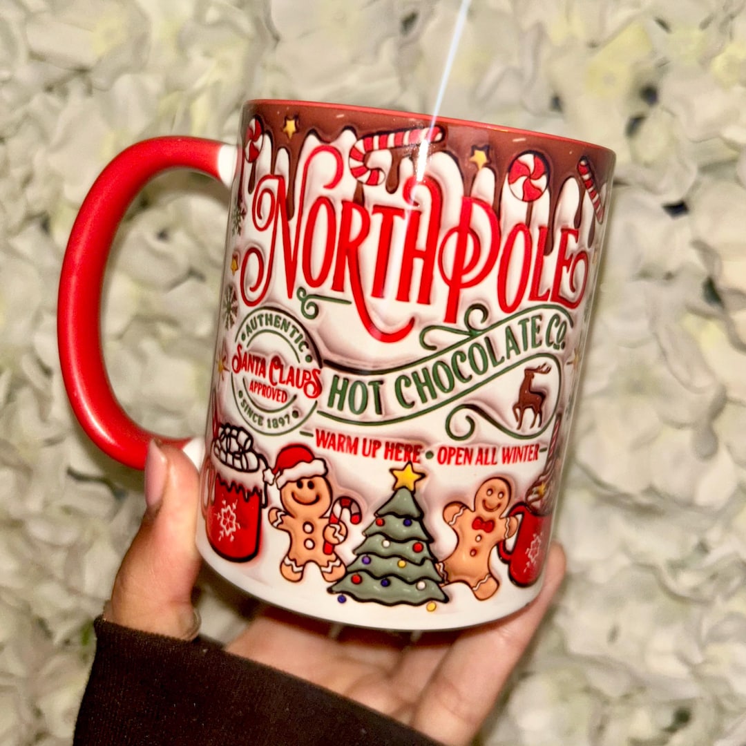 Christmas Hot Chocolate Mug, Hot Cocoa Cup, Xmas North Pole Mug ...
