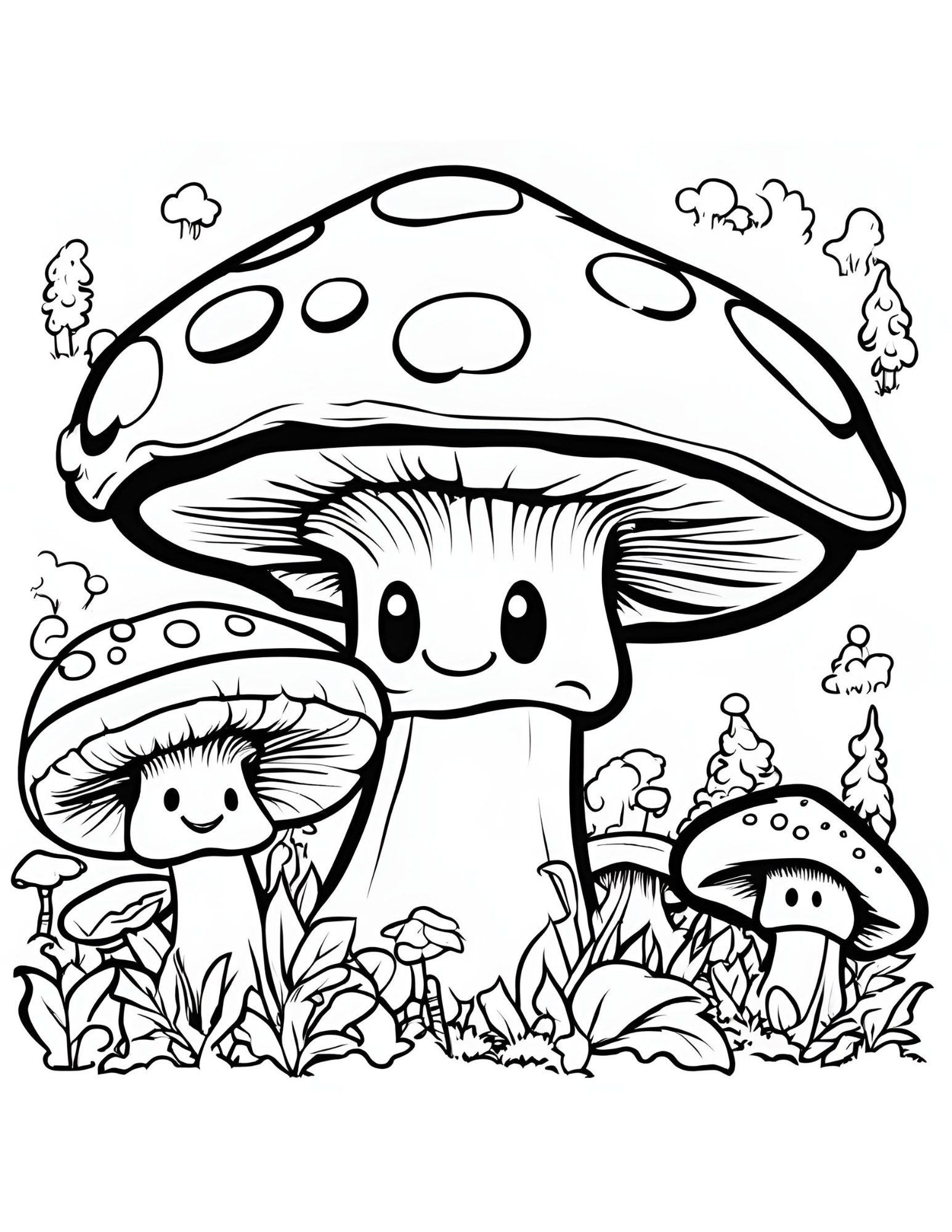 15 Images Coloring Pages Cute Mushroom, Mushroom Print, Mushroom ...