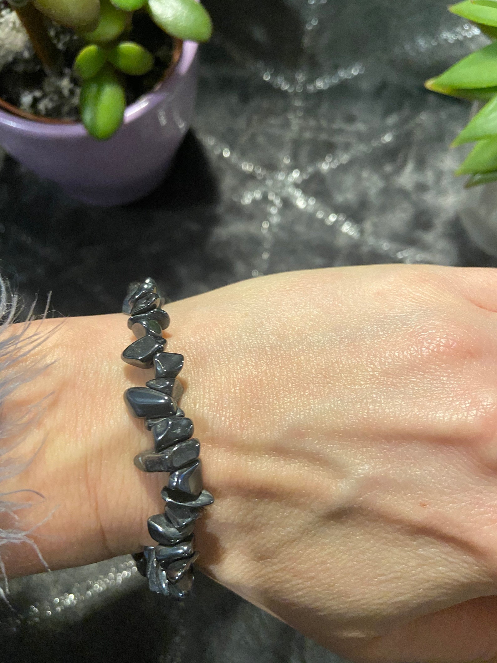 Grounding Natural Hematite Chip Bracelet Infused With Reiki Healing by ...