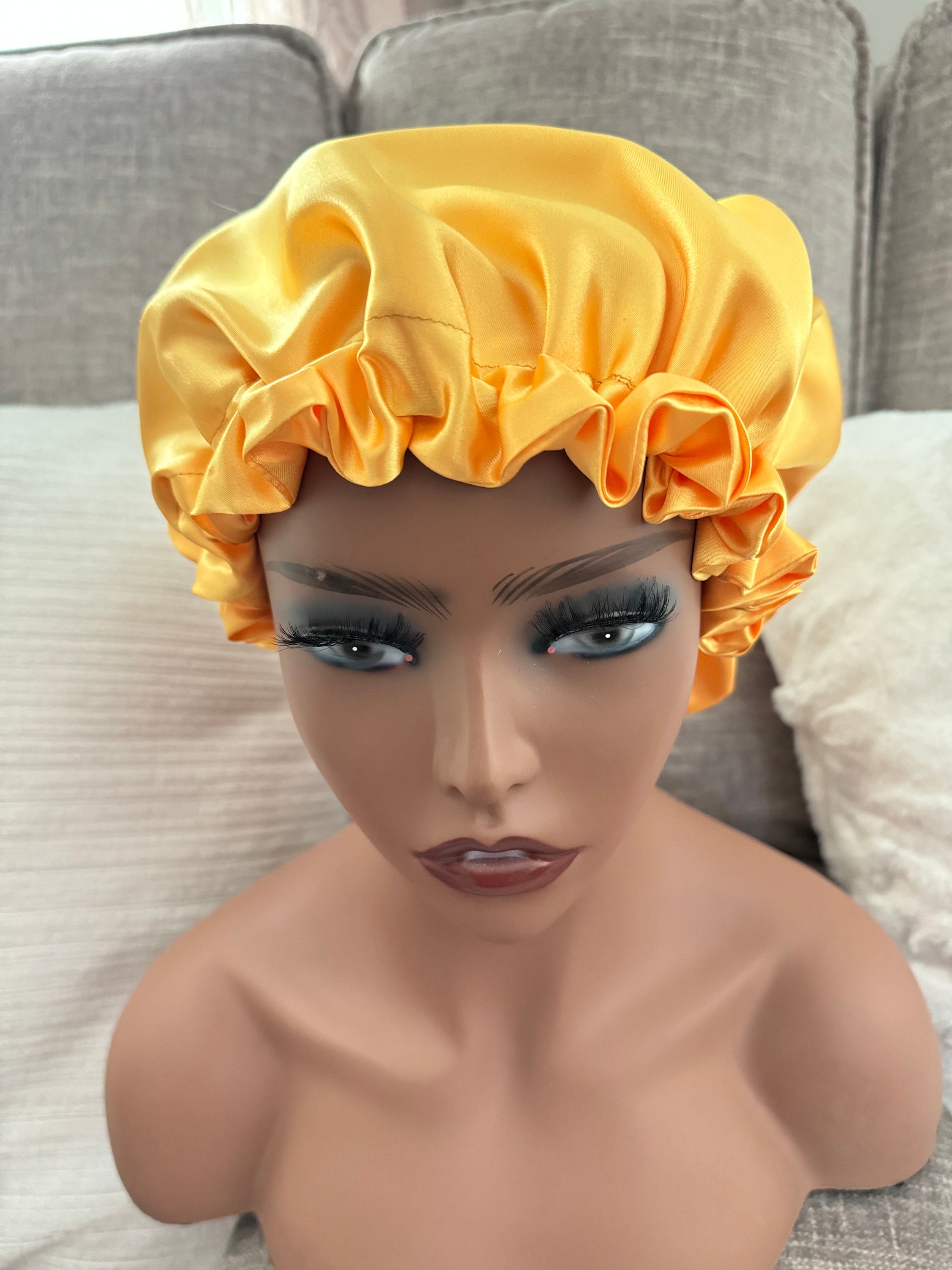 Beautiful Adjustable Satin Yellow Bonnet - Etsy