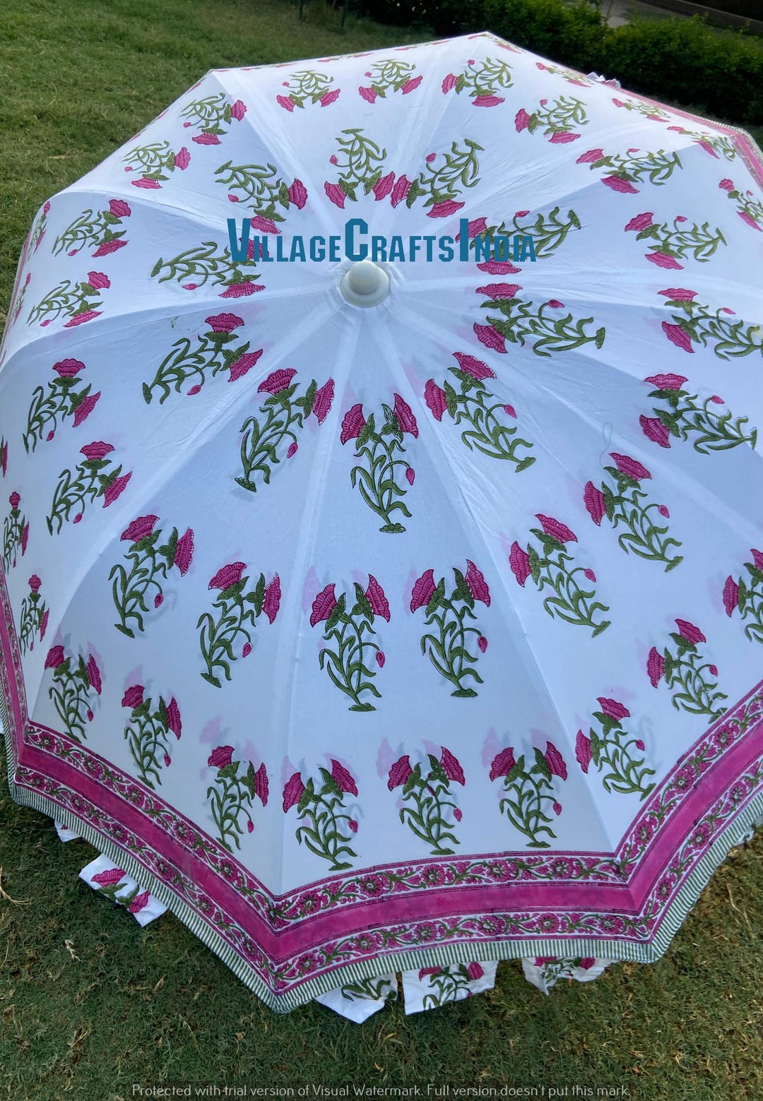 Indian Hand Block Printed Umbrella Indian Handmade Large Big Parasol ...