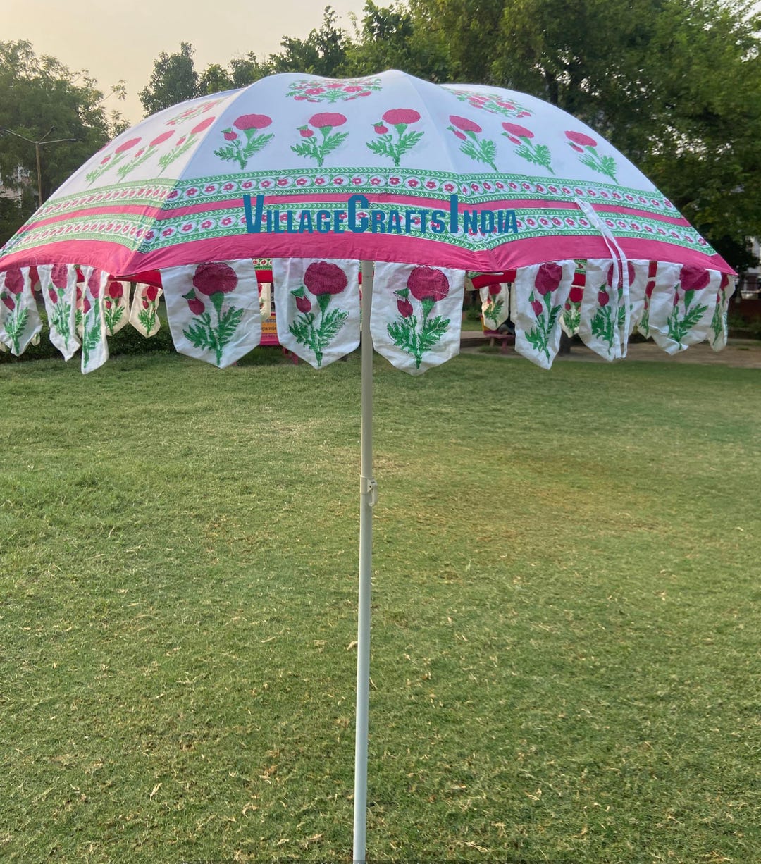 Hand Block Printed Cotton Umbrella, Bohemian Patio Parasol - Etsy