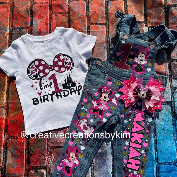 Minnie Mouse Birthday Outfit Overalls - Etsy