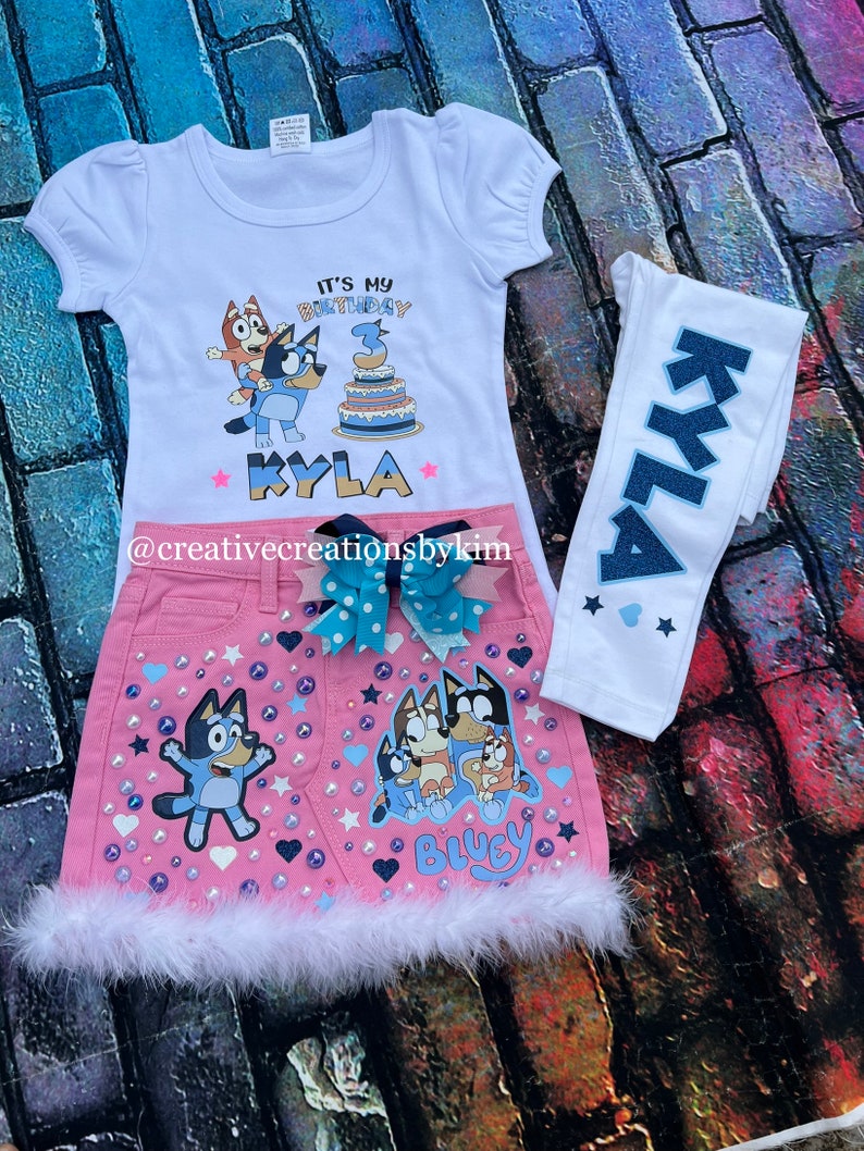 Gracie's Corner Bluey Girl Skirt Set Birthday Outfit/ Little Girls ...