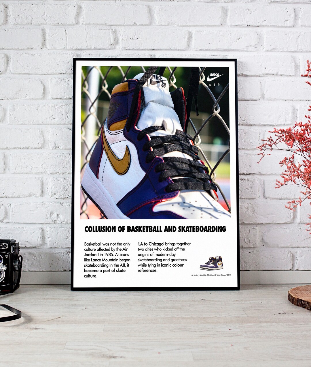 Retro Vintage Sneaker Poster Series Jordan 1 SB La to Chicago 2nd ...