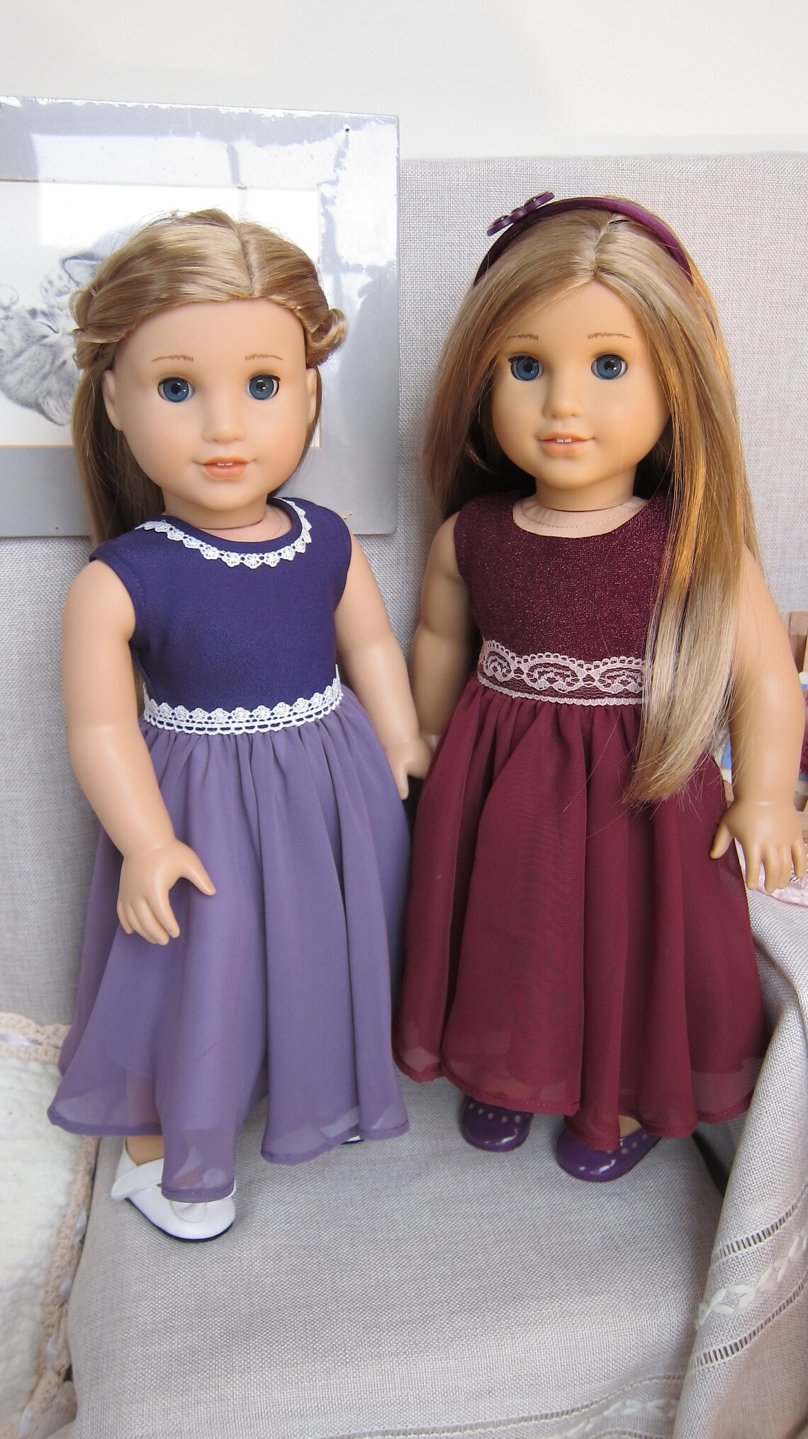 Doll Dress for American Girl Doll. Maroon Silk Lurex Stretch - Etsy