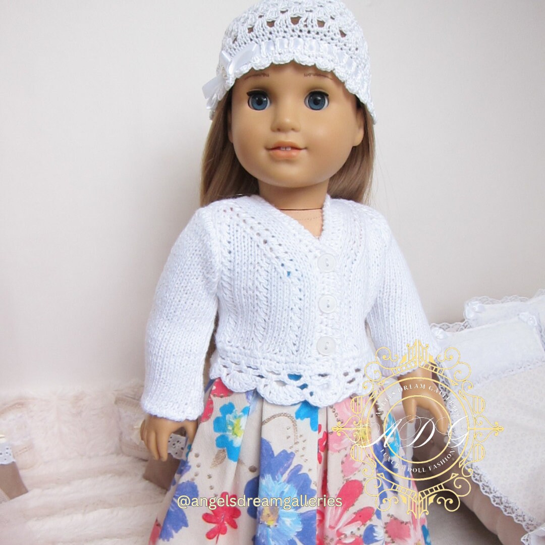 White Knitted Doll Sweater for American Girl Dolls. Handknitted Braided Sweater for 18 Doll. by ...