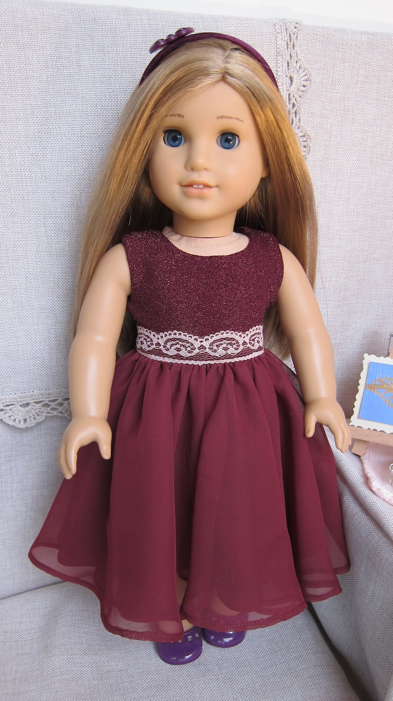 Doll Dress for American Girl Doll. Maroon Silk Lurex Stretch - Etsy