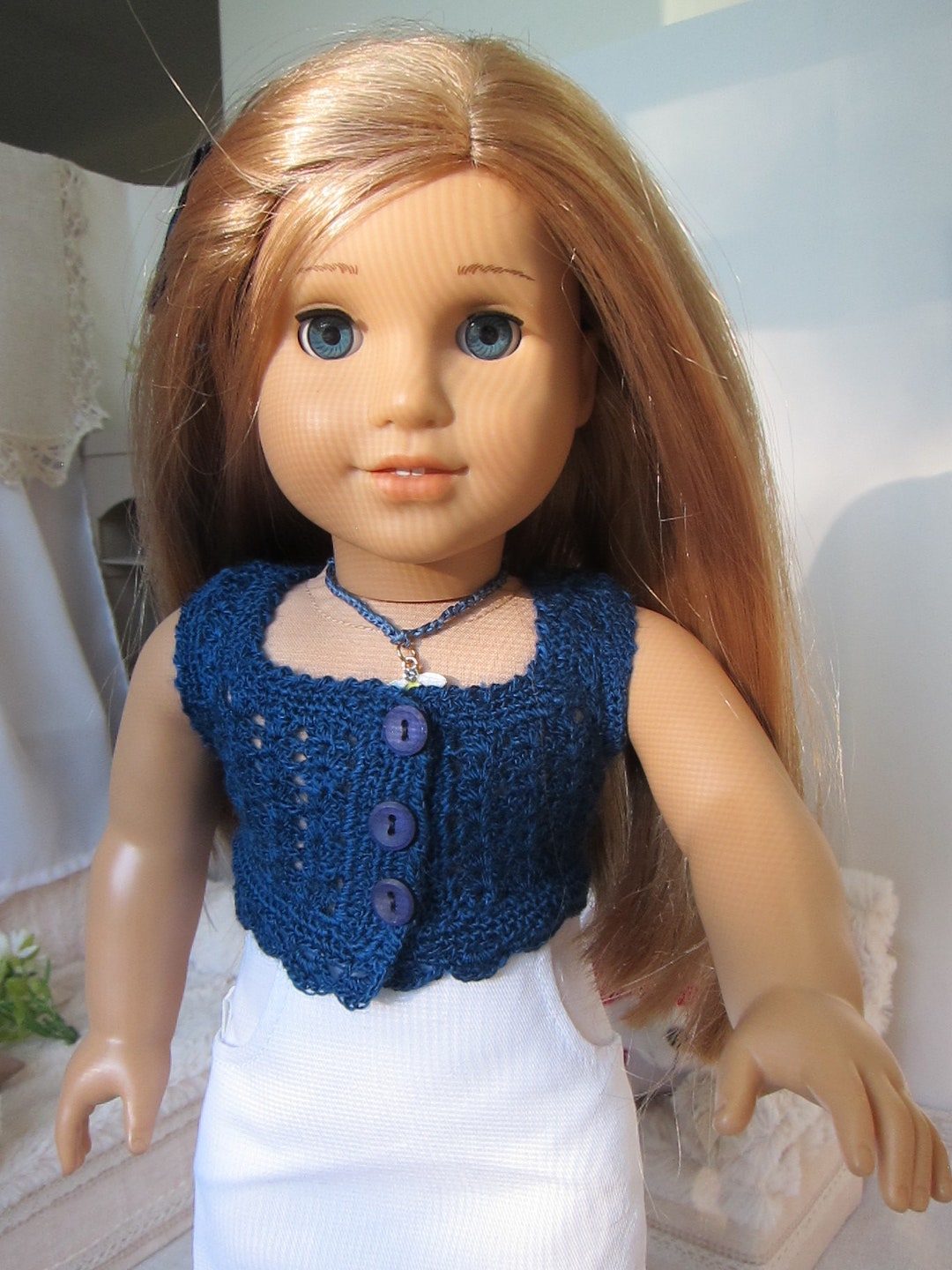 Dark Blue Crochet Jacket for American Girl Doll and 18" Dolls. Handmade. by Angels Dream ...