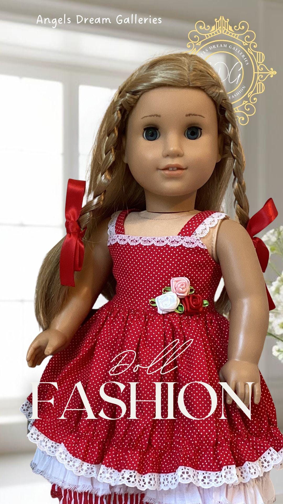 Red Polka Dot Doll Dress for 18" American Girl Doll With ADG Hair-tie ...
