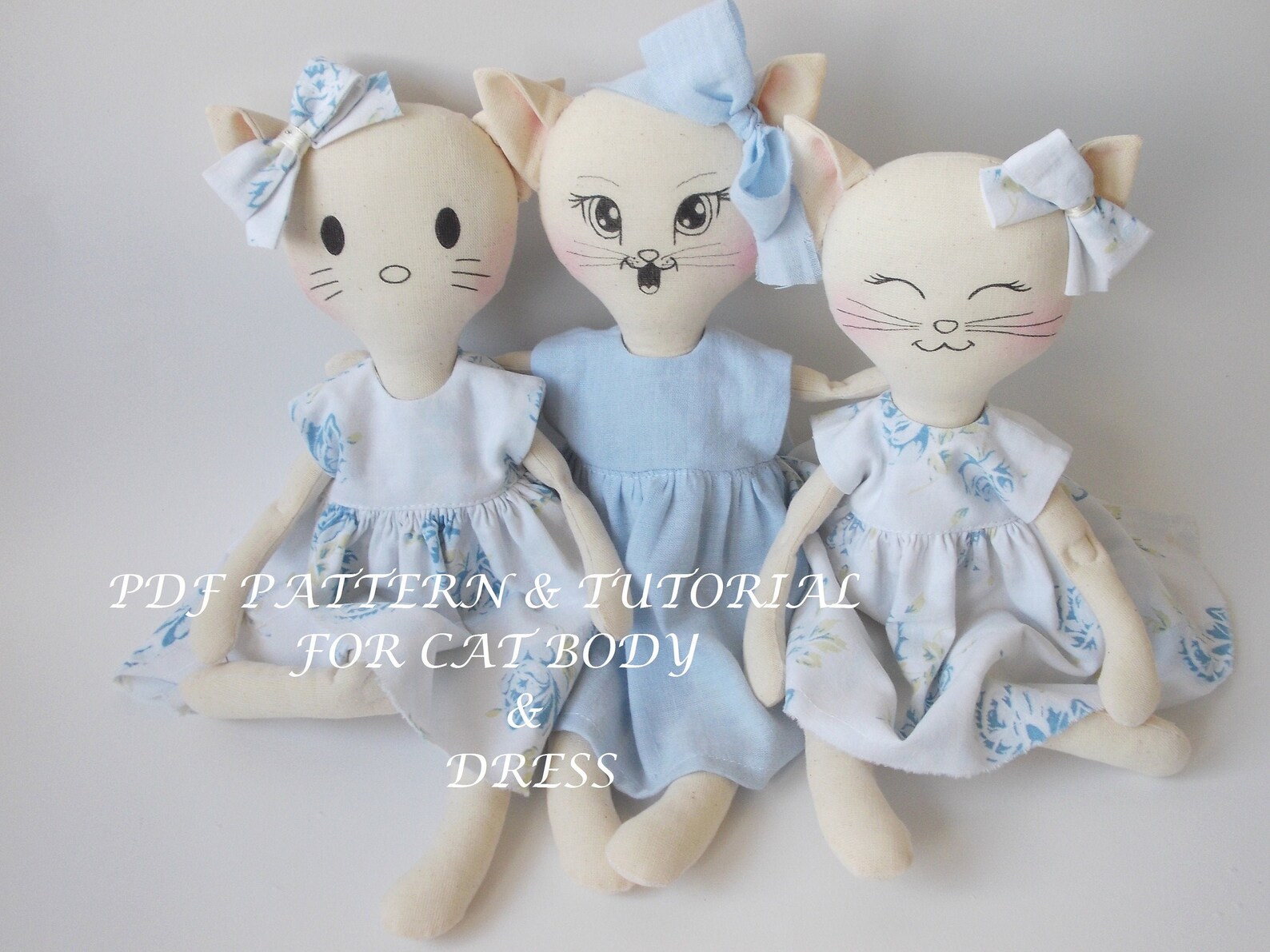 PDF Sewing Pattern and Tutorial for Cat Doll and Dress 36 - Etsy