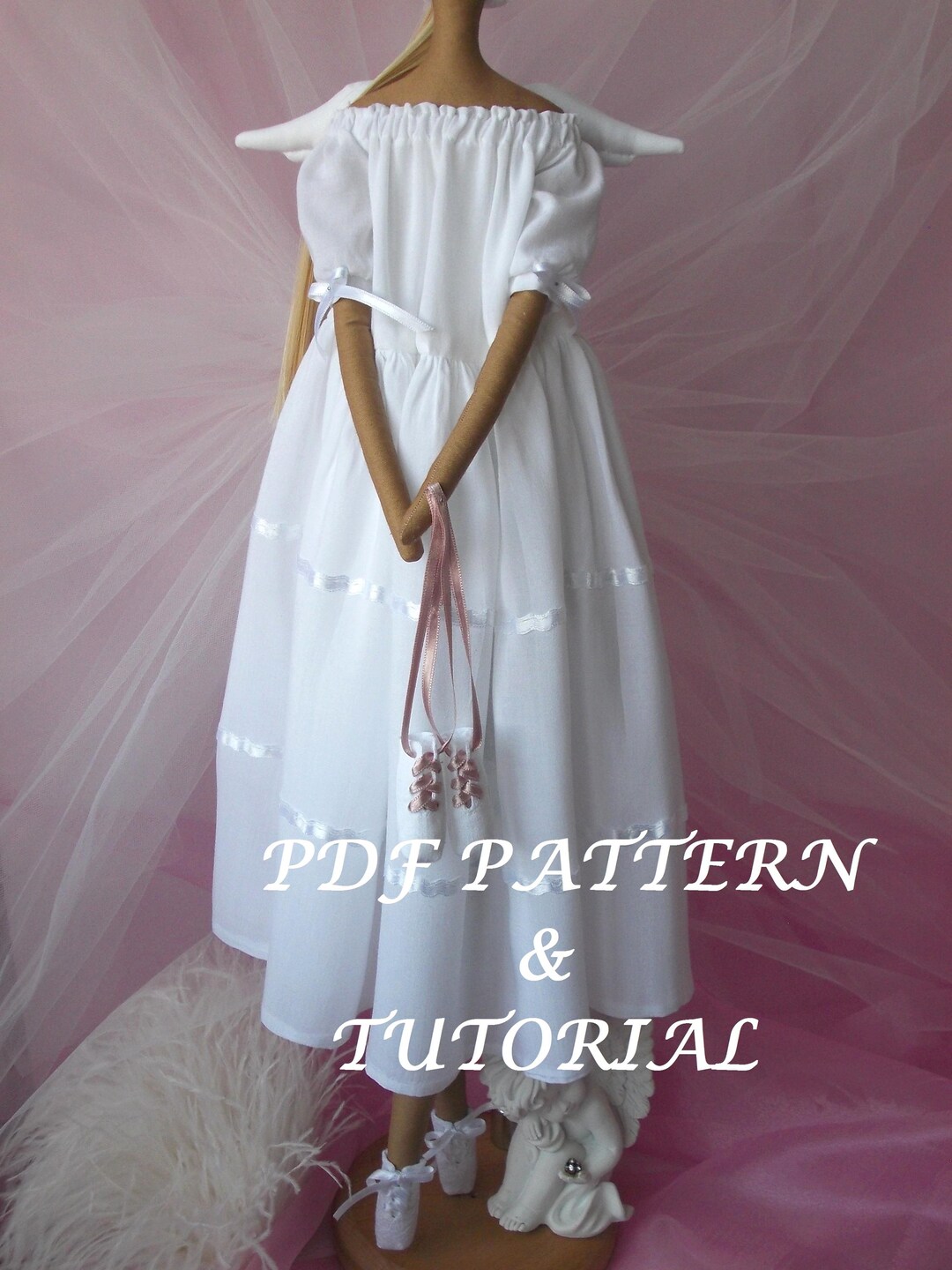 PDF White Dress on Shoulders-pattern and Tutorial for Tilda Doll 65cm ...