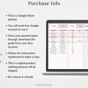 Easy Bookkeeping Spreadsheet Tracker for Google Sheets, Income and ...