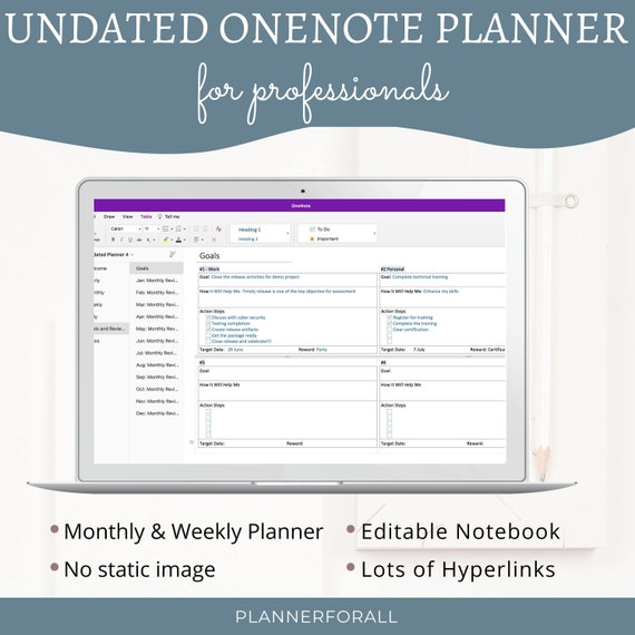 Onenote Digital Planner for Professionals Hyperlinked Onenote - Etsy