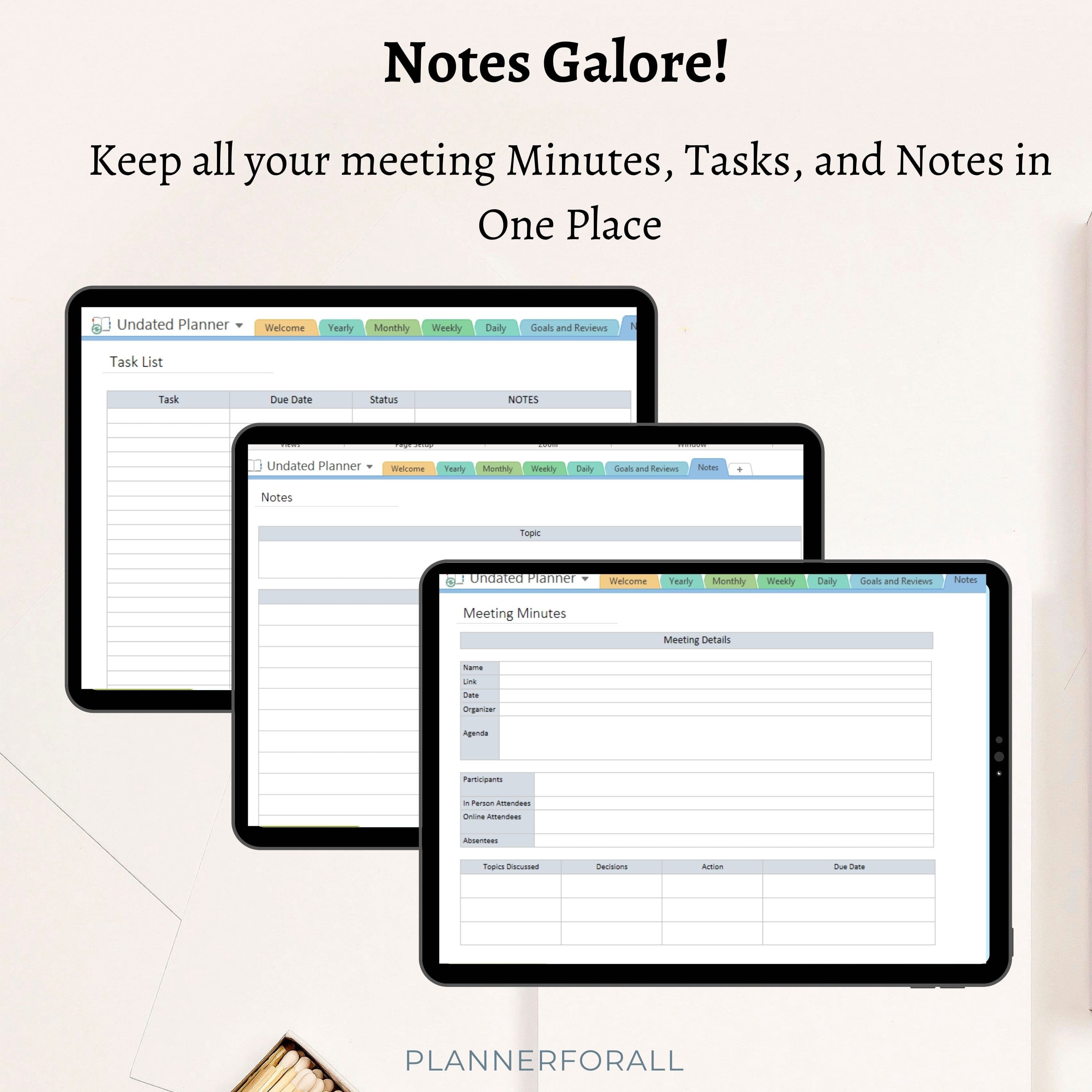 Onenote Digital Planner for Professionals, Hyperlinked Onenote Planner ...