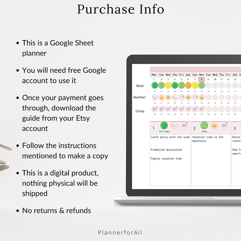 Digital Mood Tracker Spreadsheet,daily Mood Tracker, Google Sheets ...