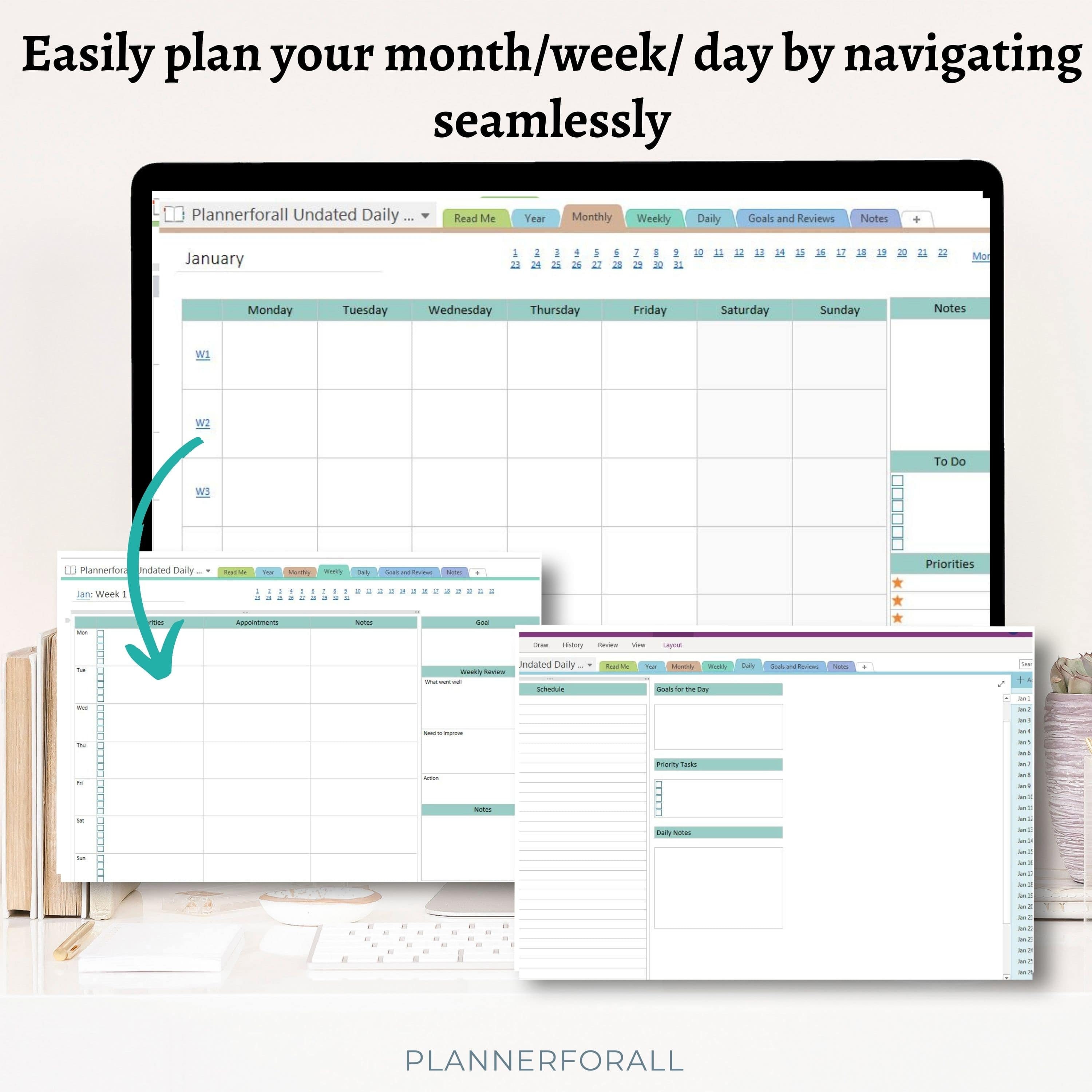Hyperlinked Onenote Daily Planner for Professionals, 365 Days Onenote ...