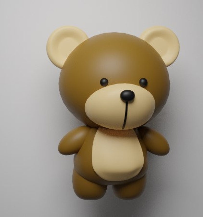 Kawaii Teddy Bear Cartoon Character Figurine 3D Print File STL Template ...