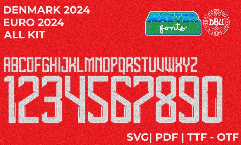 Denmark Euro 2024 Font kit/ Denmark svg 2024/ Soccer font kit/ Denmark ...