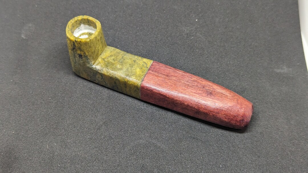 Yellow Indian Soapstone and Purple Heart Pipe - Etsy