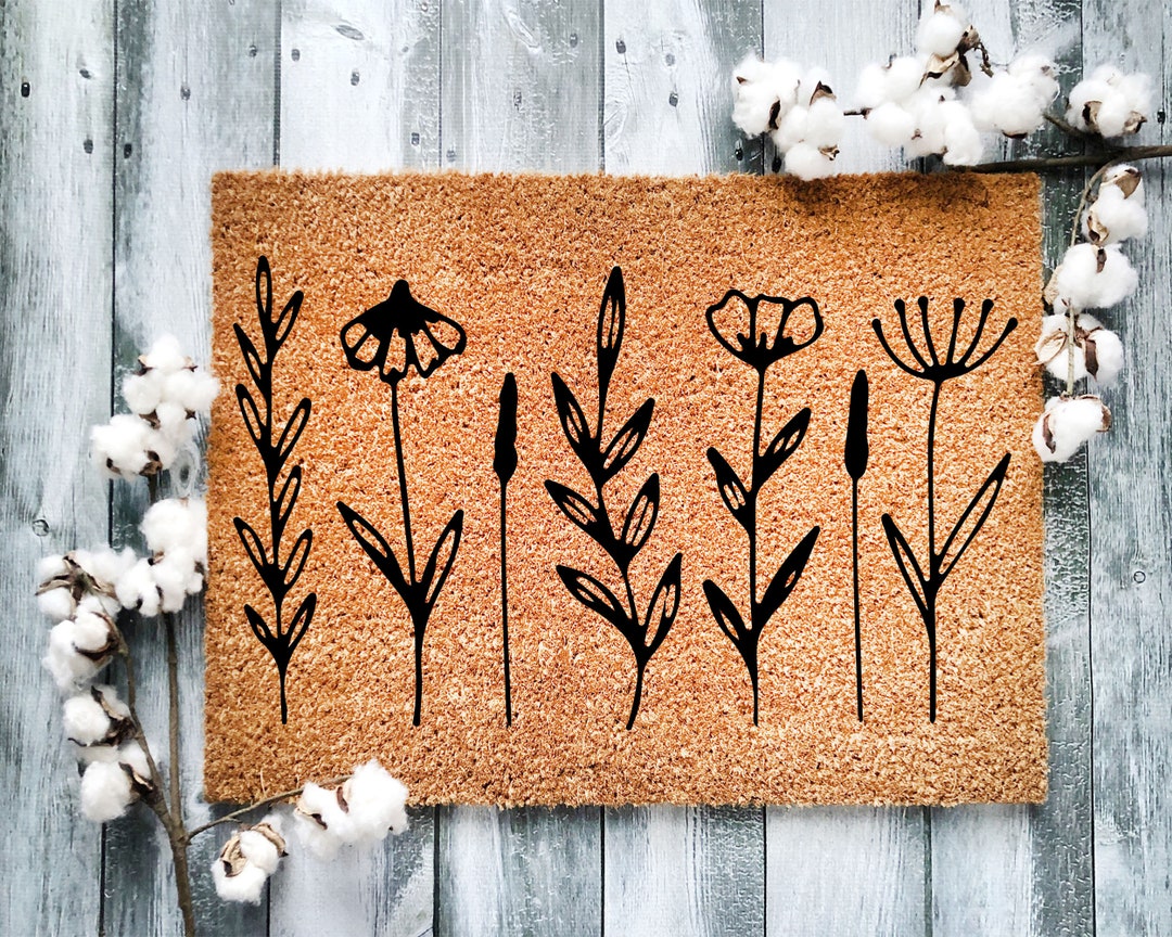 Floral Skinny Doormat | Wild Flower Narrow Doormat | Skinny Mat ...