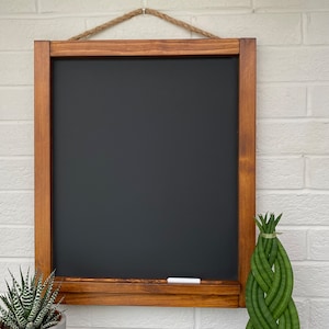 Personalised Chalkboard With Key Hooks Solid Wood Frame in Dark Walnut ...