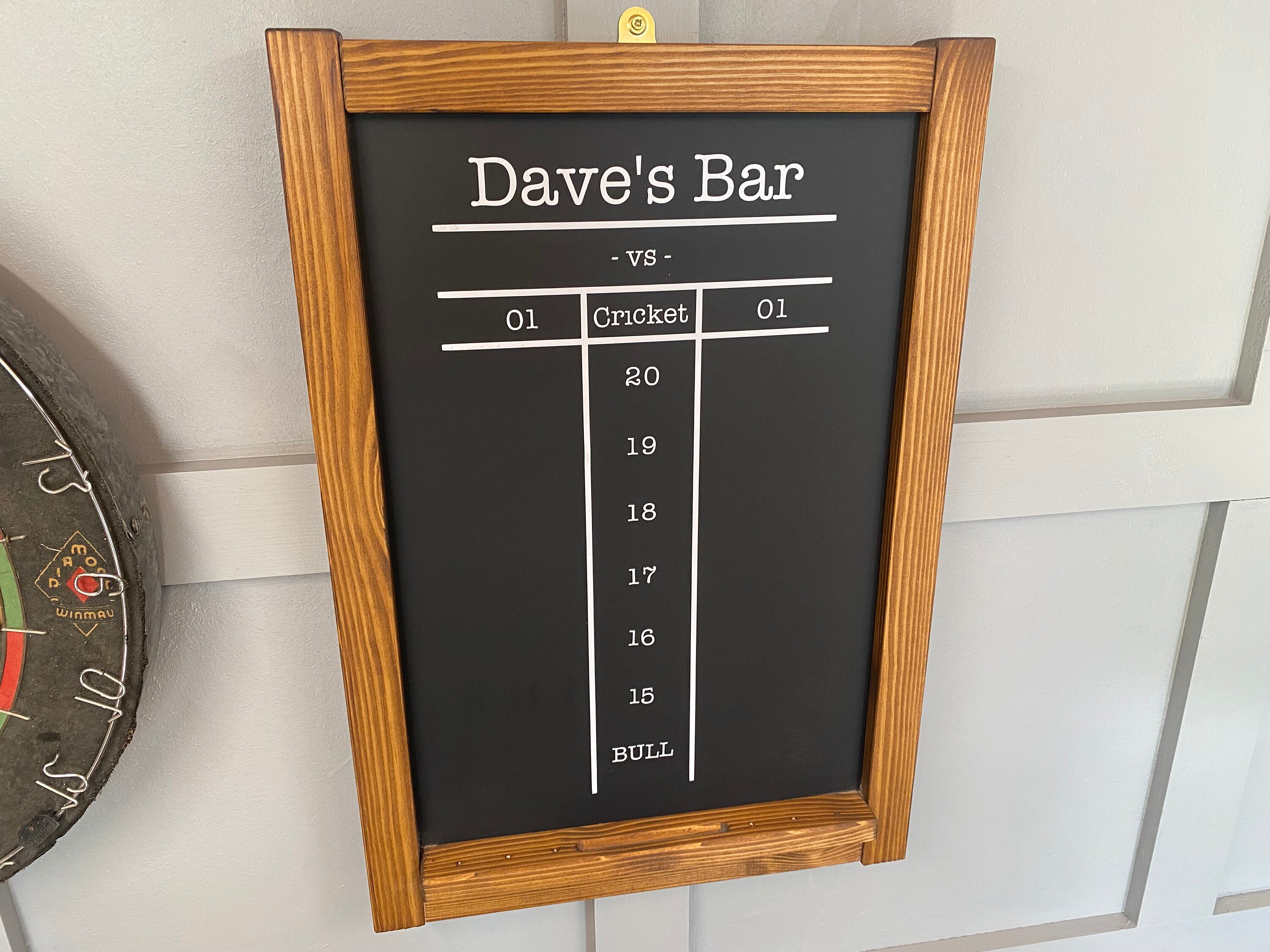 Darts Scoreboard Personalised for Your Games Room Handmade Dark Wood ...