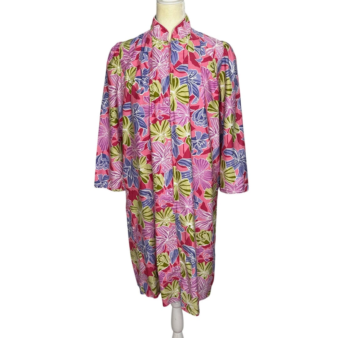 Vintage 80s David Brown I.magnin Caftan | Women's Medium | Tropical ...