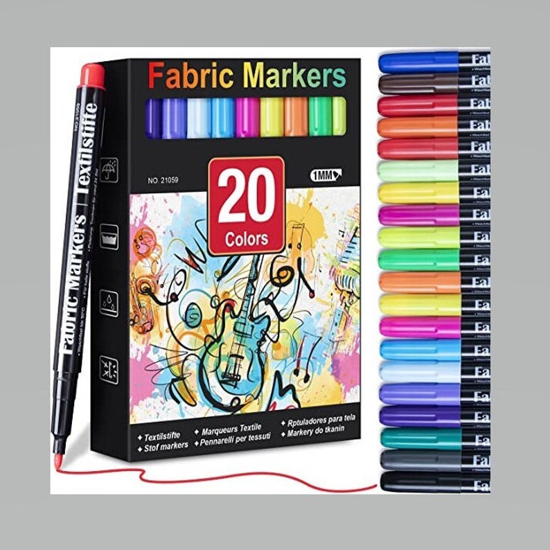 Fabric Markers Permanent for Clothes, 24 Colors Fabric Pens Permanent ...