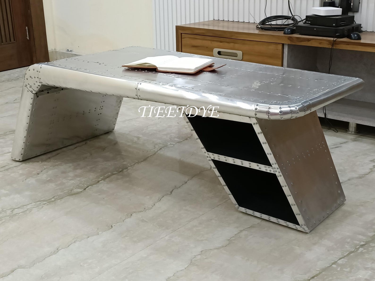 Tieetdye Aviator Coffee Table Aluminum Home Office Furniture With Two ...