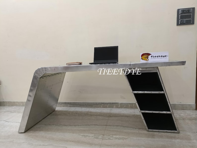 Tieetdye Aviator Wing Desk Aluminium Table With 3 Shelves - Etsy