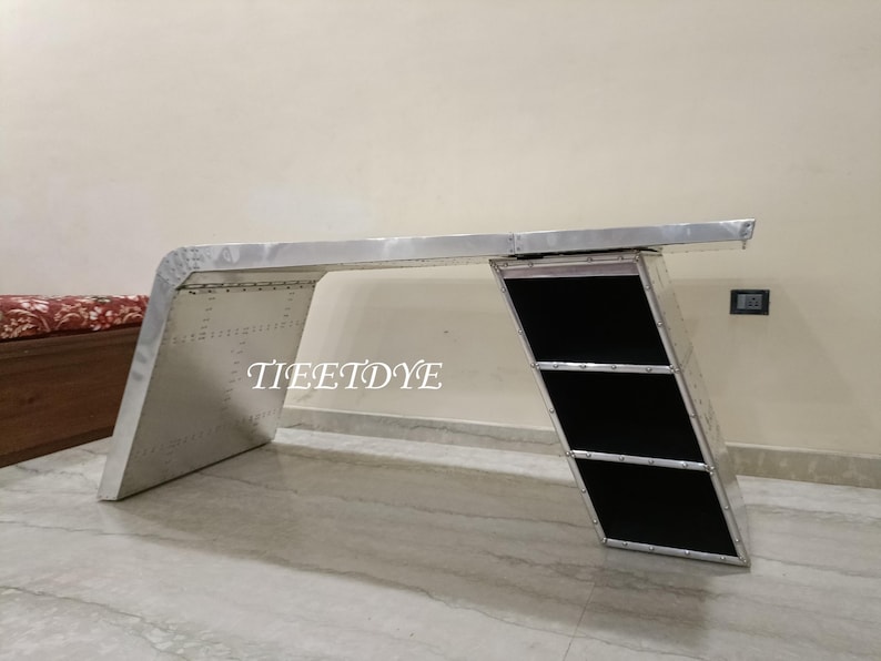 Tieetdye Aviator Wing Desk Aluminium Table With 3 Shelves - Etsy