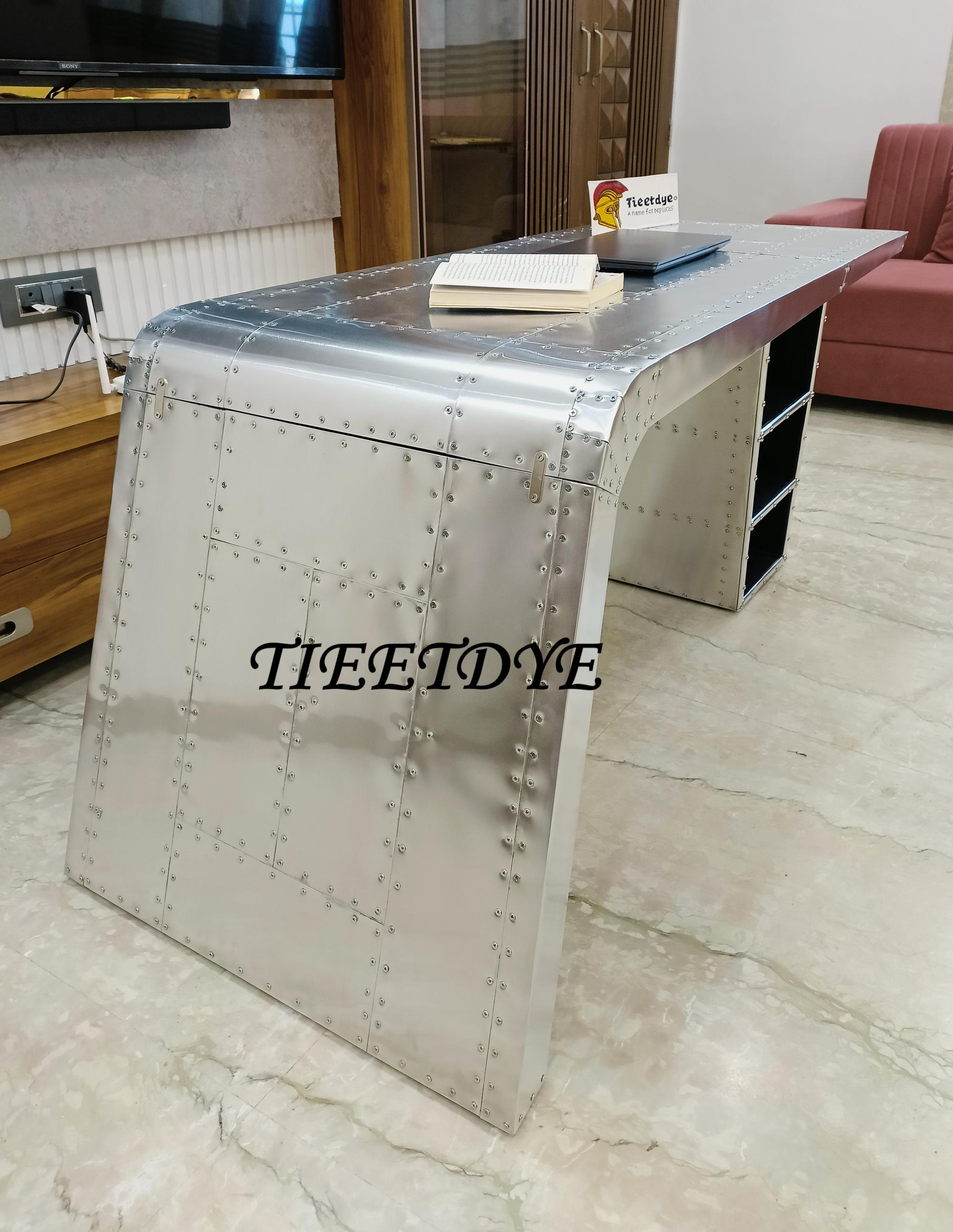 Aviator Wing Desk Aluminum Home Office Writing Table Aviation Themed ...