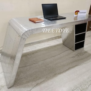 Tieetdye Aviator Wing Desk Aluminium Table With 3 Shelves - Etsy