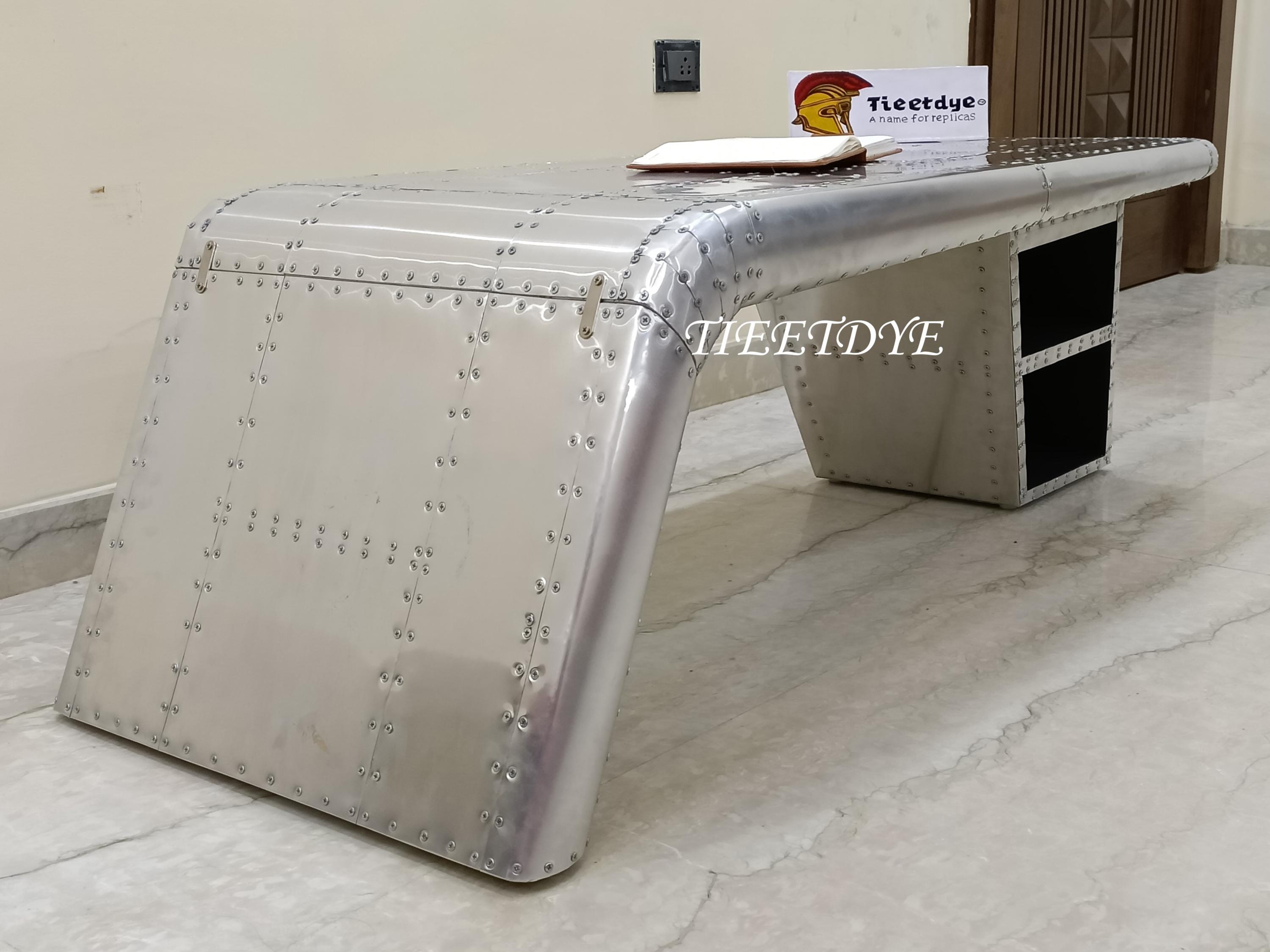 Tieetdye Aviator Coffee Table Aluminum Home Office Furniture With Two ...