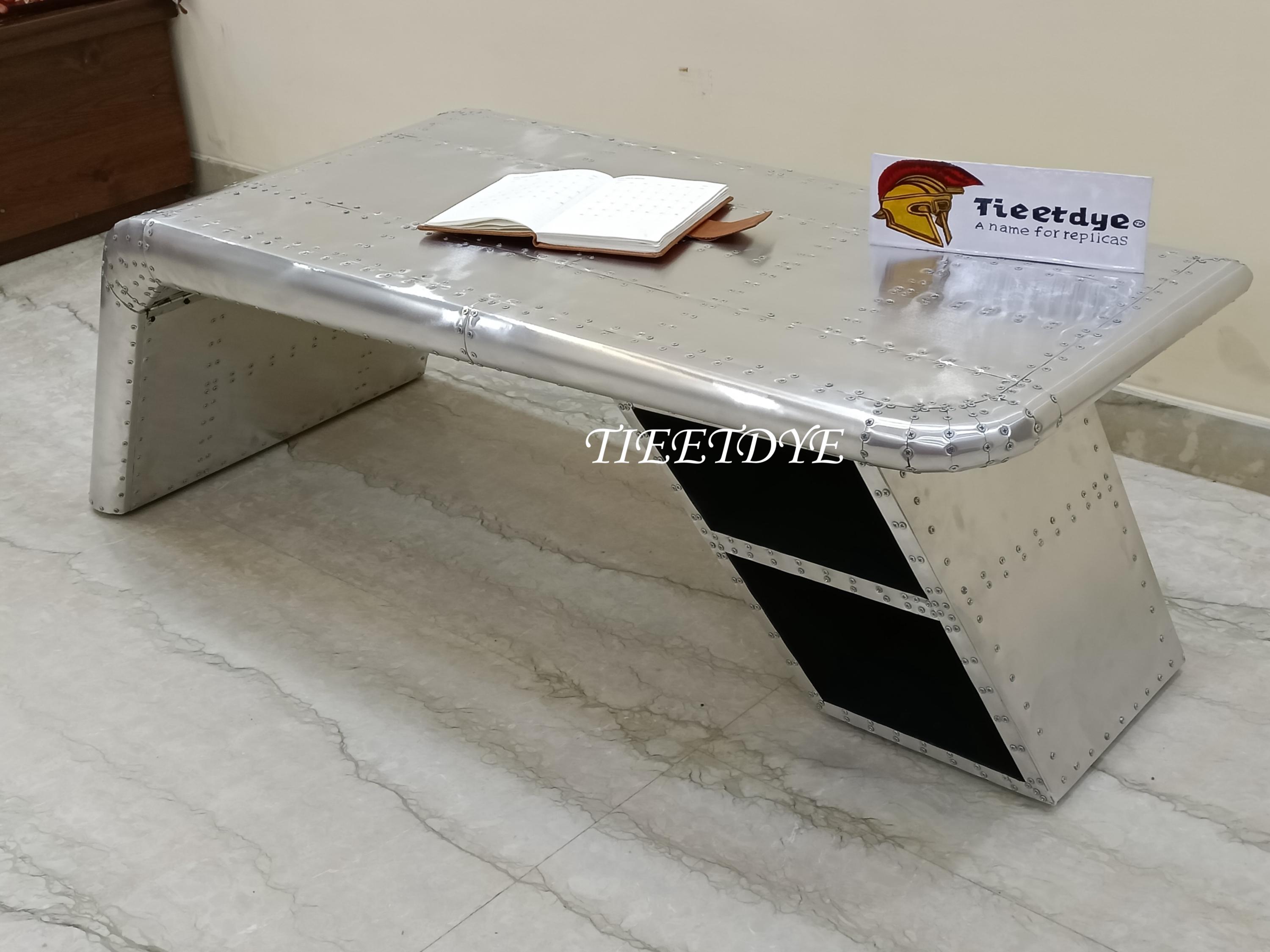 Tieetdye Aviator Coffee Table Aluminum Home Office Furniture With Two ...