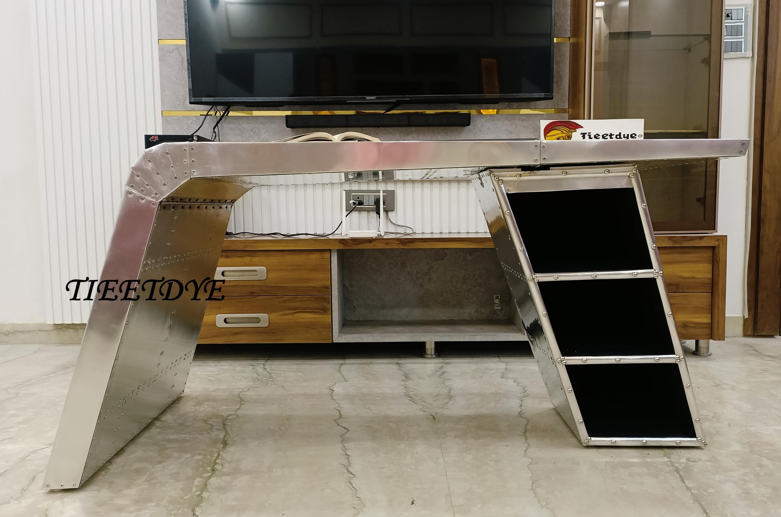 Aviator Wing Desk Aluminum Home Office Writing Table Aviation Themed ...