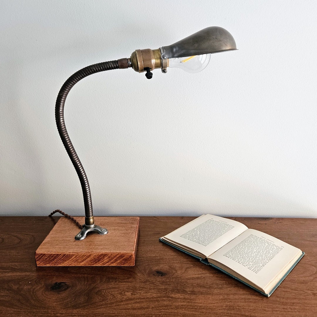Vintage Industrial Gooseneck Desk, Sewing or Art Studio Lamp. Antique ...