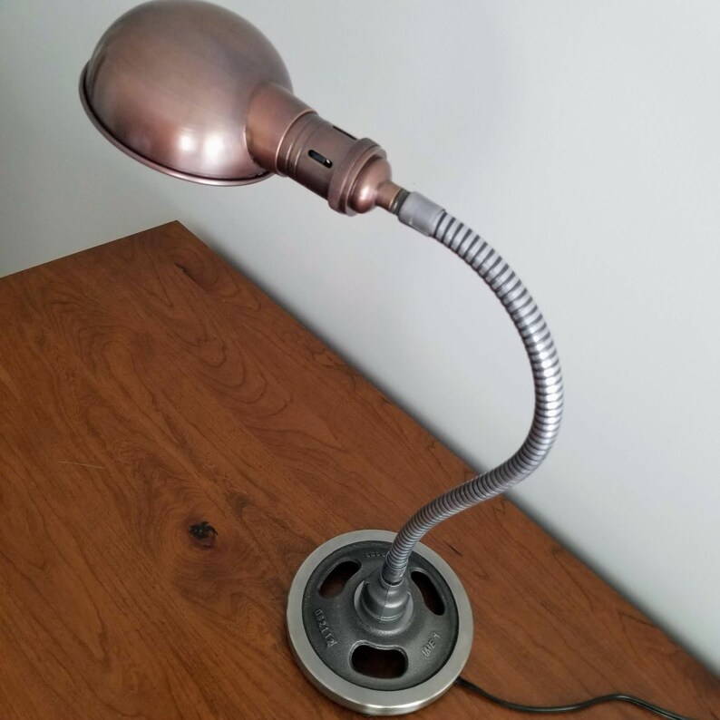 Industrial Gooseneck Desk Lamp With Aged Copper Finish Shade ...