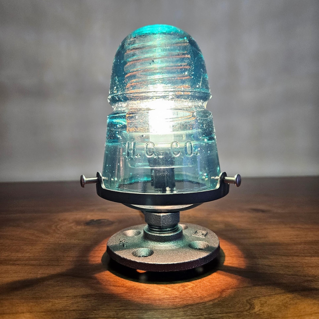 Glass Insulator Lamp. Industrial Accent Light. Railroad Light. - Etsy