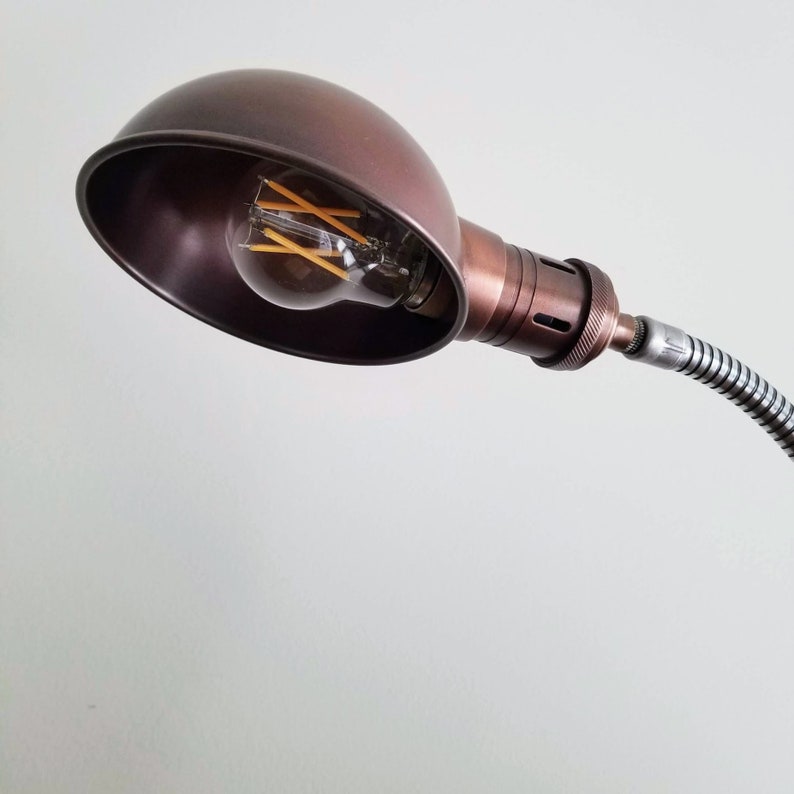 Industrial Gooseneck Desk Lamp With Aged Copper Finish Shade ...