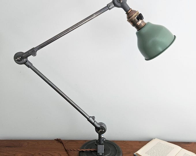 Vintage OC White Industrial Desk Lamp: Antique Steampunk Machinist ...
