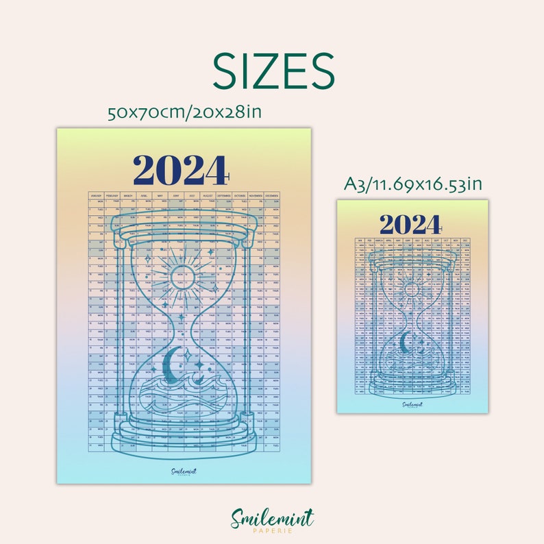2024 Year Wall Planner 2024 Calendar Planner Annual Planner 50x70cm/a3 ...