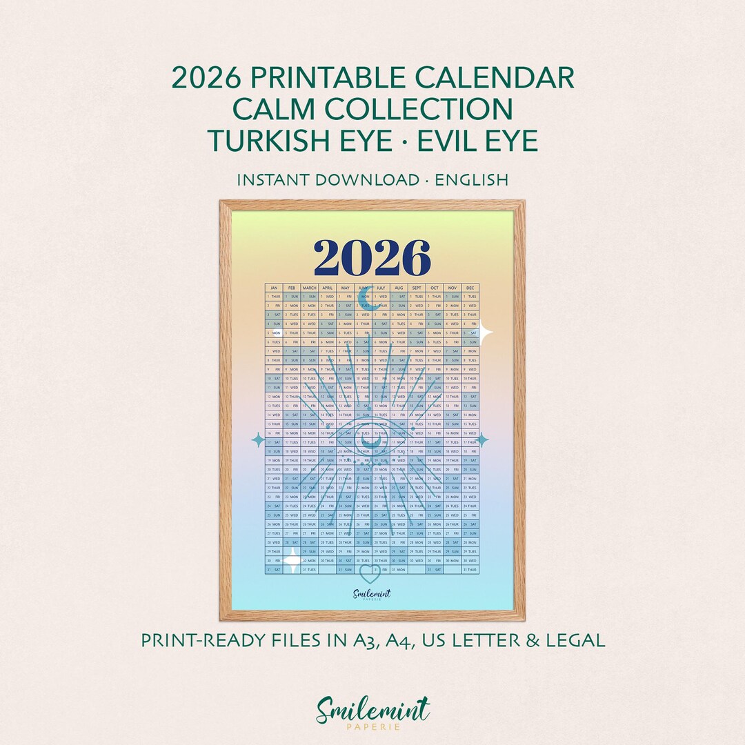 2026 Printable Wall Calendar | Minimalist Yearly Calendar | Calm ...