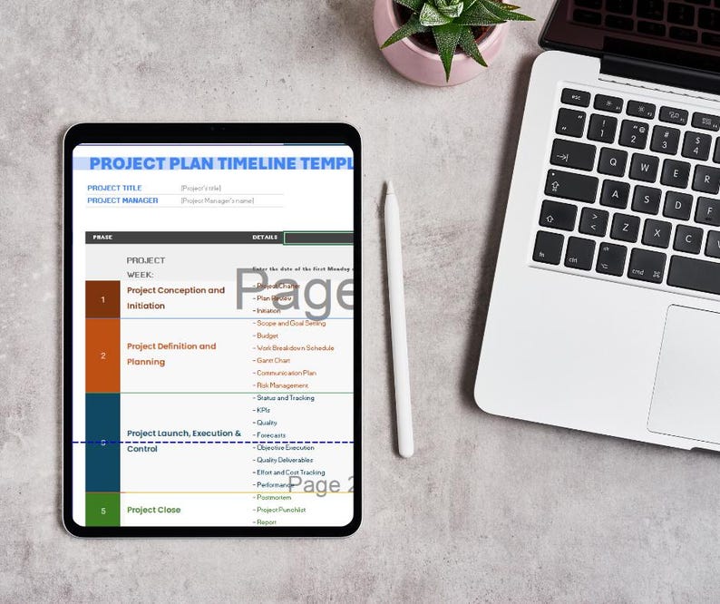 Printable Project Plan Timeline Template Customizable Gantt Chart for ...