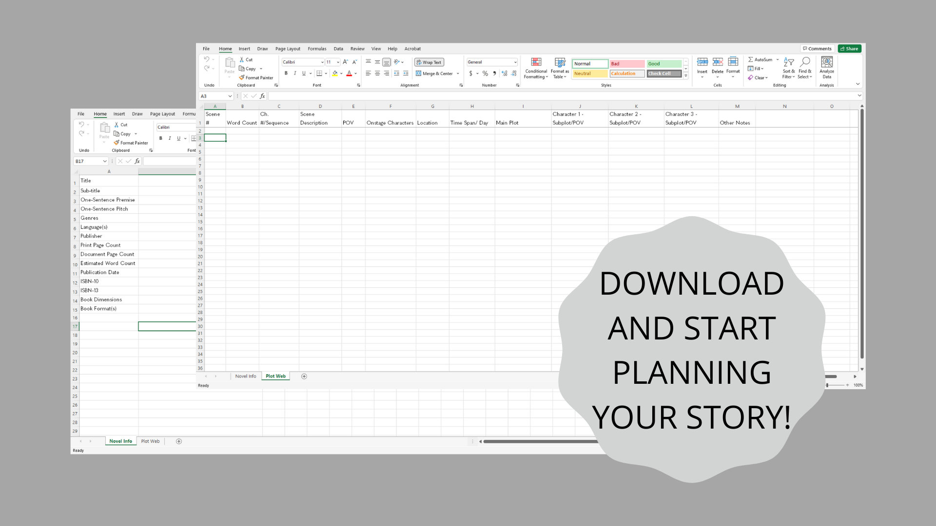 Excel Scene Story Outline Worksheet, Story Planner, Novel Planner ...